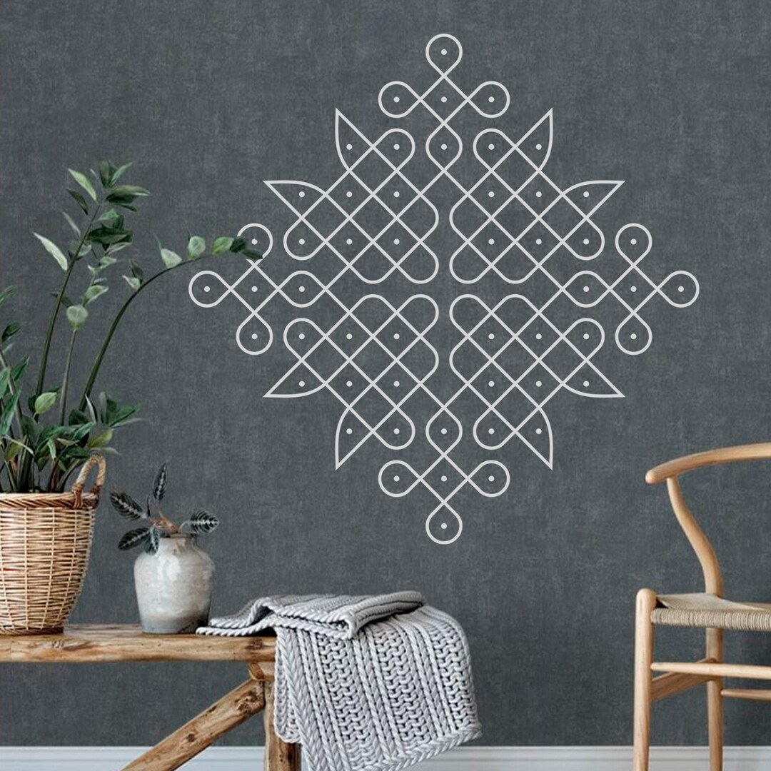 Kolam Wall Sticker Folk Indian Art Decal for Home Studio Decor Unique ...