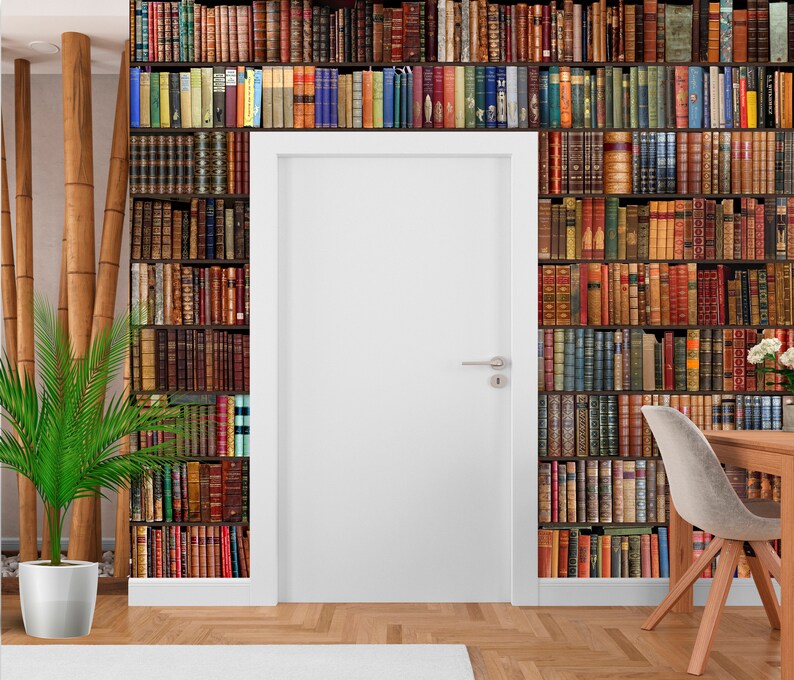 Old Books Wallpaper Library Wall Mural A Lot of Books Decor - Etsy