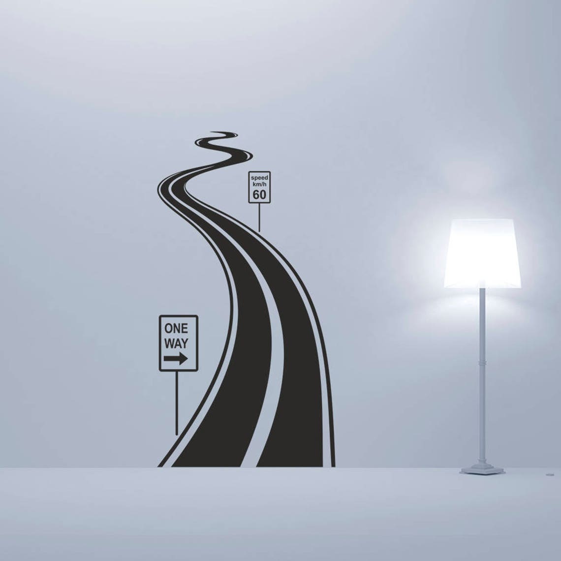 One Way Wall Sticker Road Wall Decal Road Signs Removable - Etsy