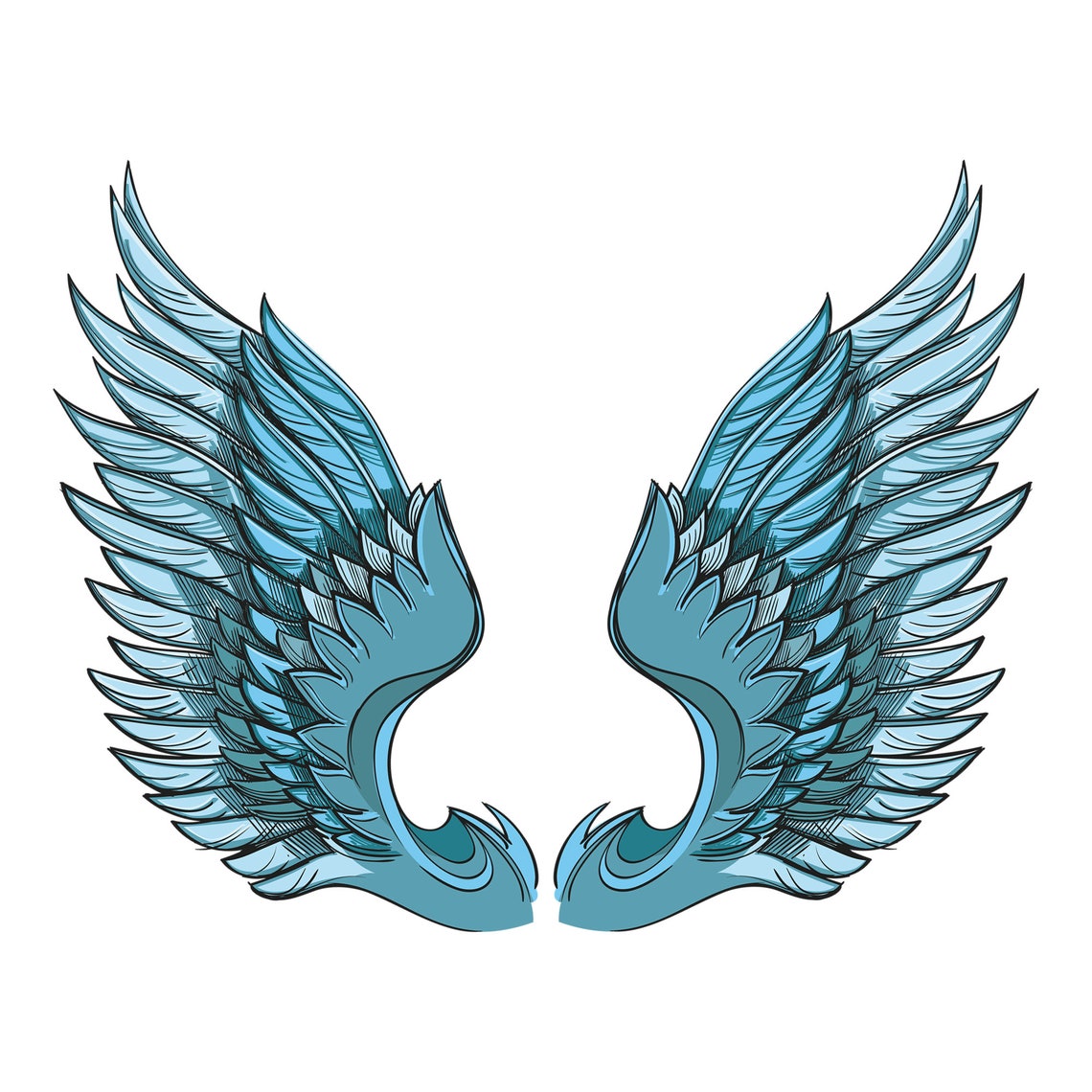 Angel Wings Wall Sticker Drawn Wings Wall Decal People - Etsy