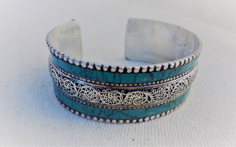 Cuff Bracelet Turquoise Blue Nepal - Etsy