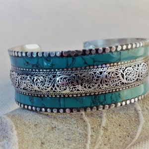 Cuff Bracelet Turquoise Blue Nepal - Etsy