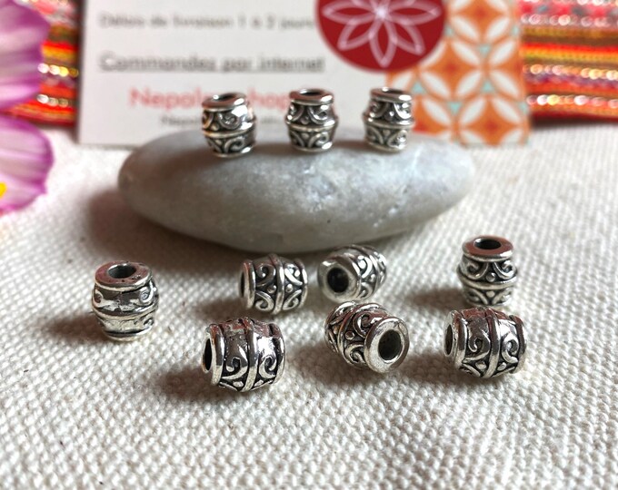 Ethnic Silver Beads - World Beads - Barrel Spacer Beads - Etsy