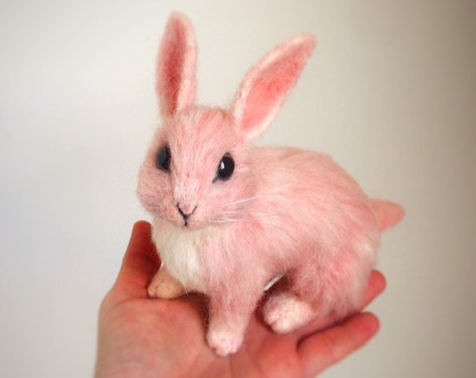 Fluffy PINK Fantasy BUNNY Figurine Handmade Cute Little - Etsy