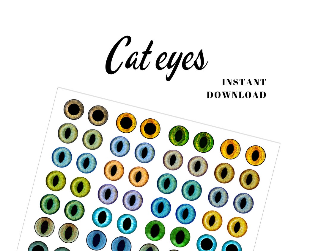 Printable Color Cat Eyes Collage Sheet to Handmade Cat Dolls, Needle ...