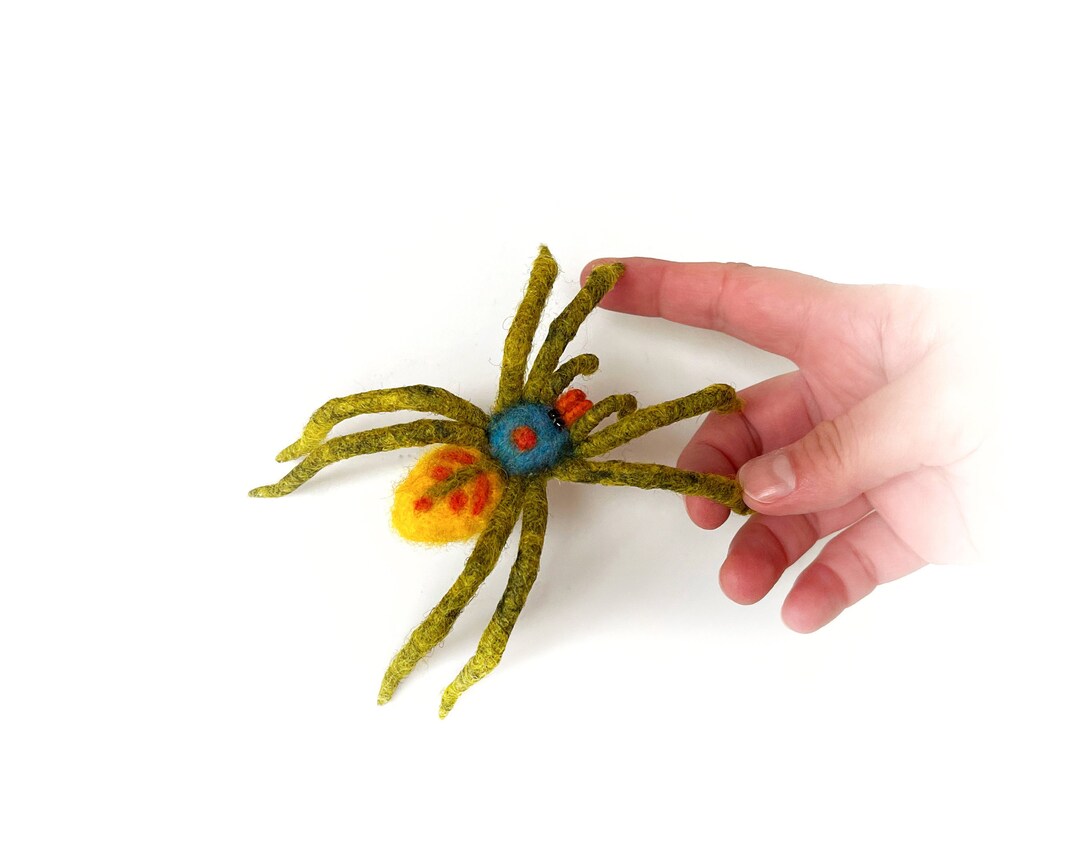 Needle Felted Rainbow Color Wool Spider, Handmade Nature Lovers ...