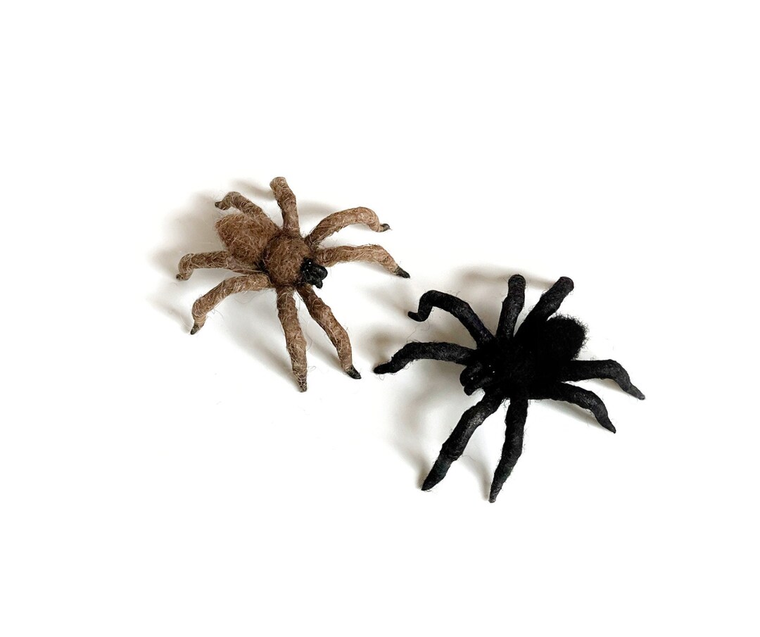 Handmade Black & Brown Wool Spider, Needle Felted Halloween Decor Idea ...