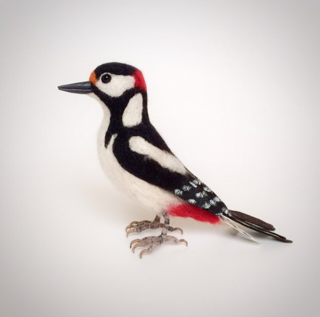 Realistic Woodpecker Decor Needle Felted Wool Forest Bird - Etsy