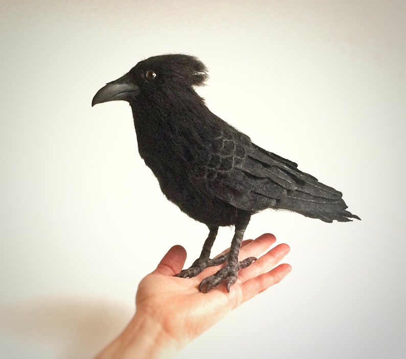 Realistic Raven Halloween Decor Needle Felted Wool Raven - Etsy