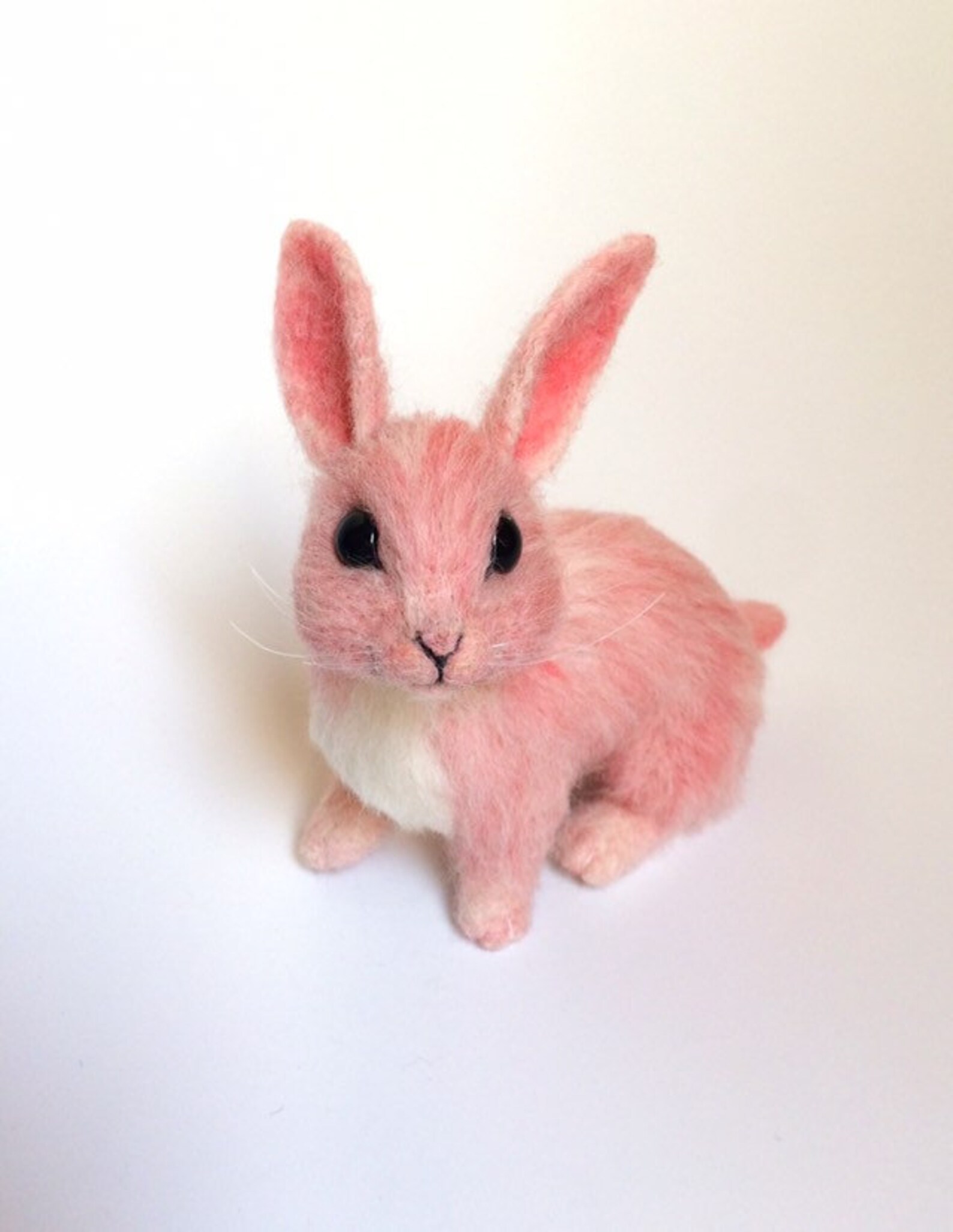Fluffy PINK Fantasy BUNNY Figurine Handmade Cute Little | Etsy