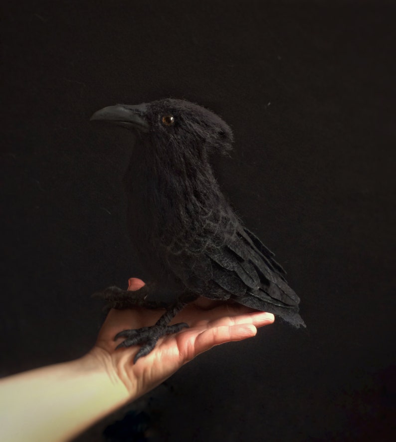 Realistic Raven Halloween Decor Needle Felted Wool Raven - Etsy