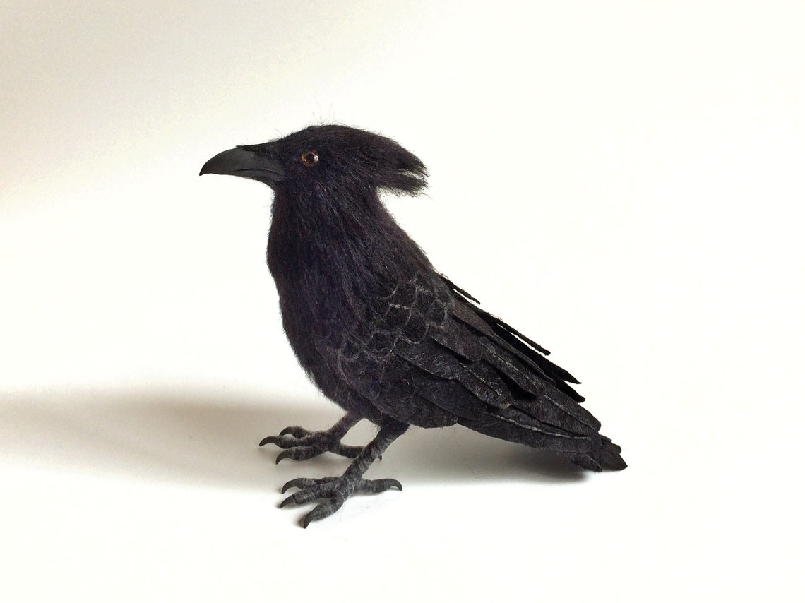 Realistic Raven Halloween Decor Needle Felted Wool Raven - Etsy