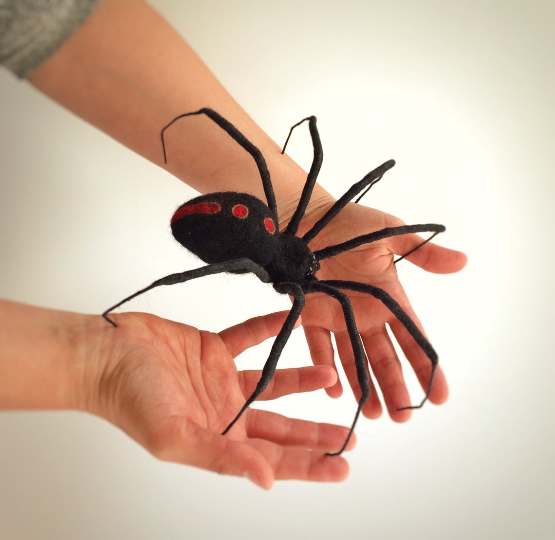 Halloween Web Decor BLACK WIDOW Spider Needle Felted Creepy | Etsy