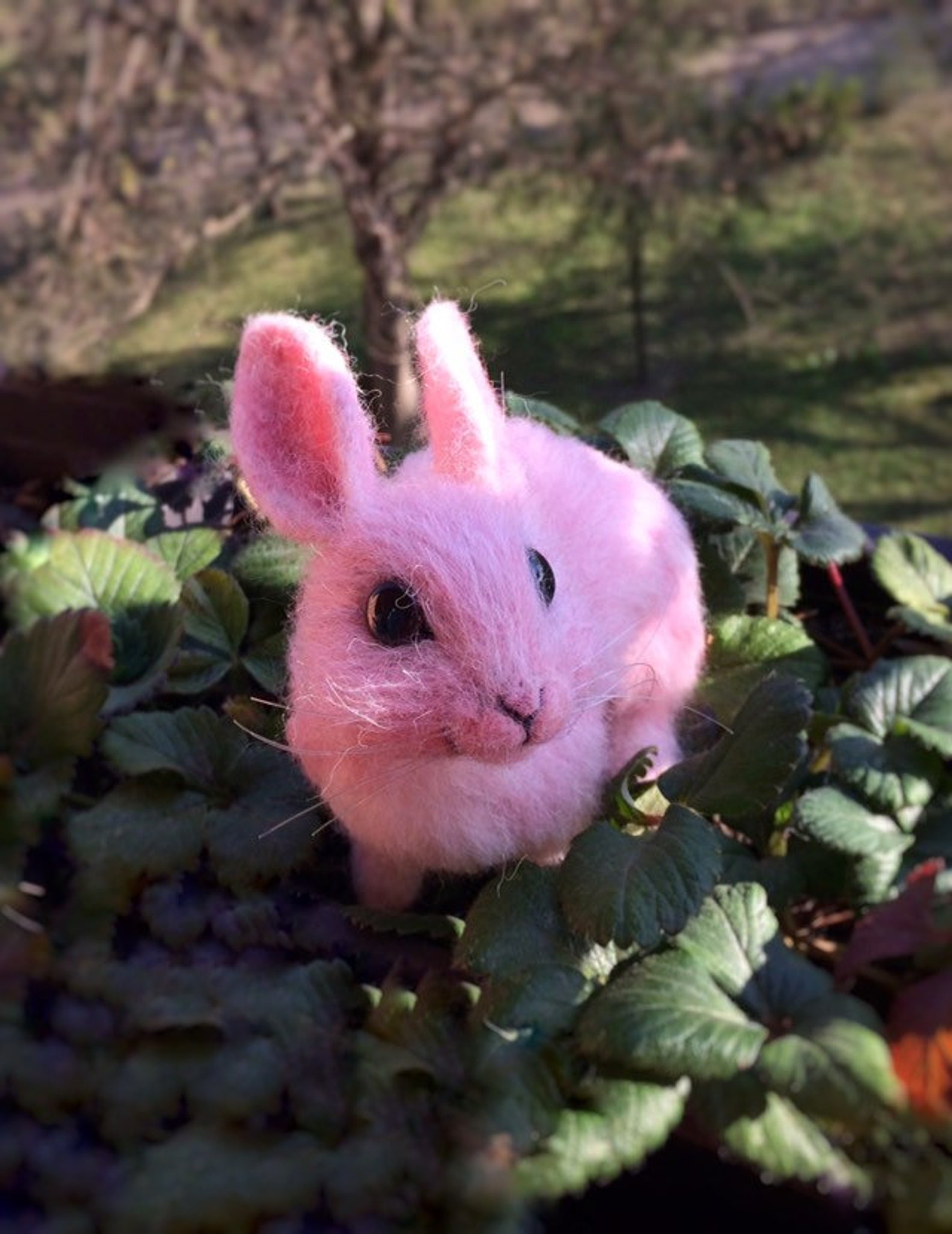 Fluffy PINK Fantasy BUNNY Figurine Handmade Cute Little | Etsy