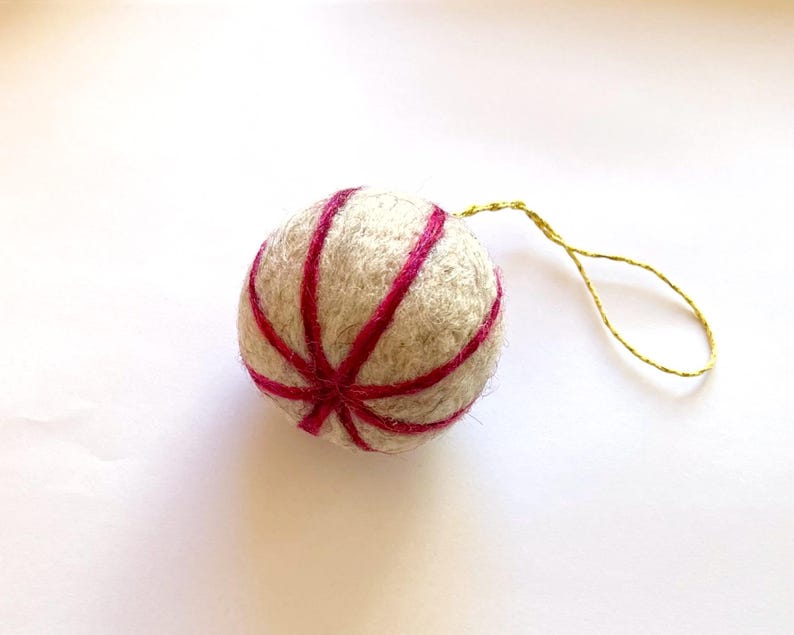 Bola decorativa para árvore de Natal, enfeite de lã feltrada com agulha ...