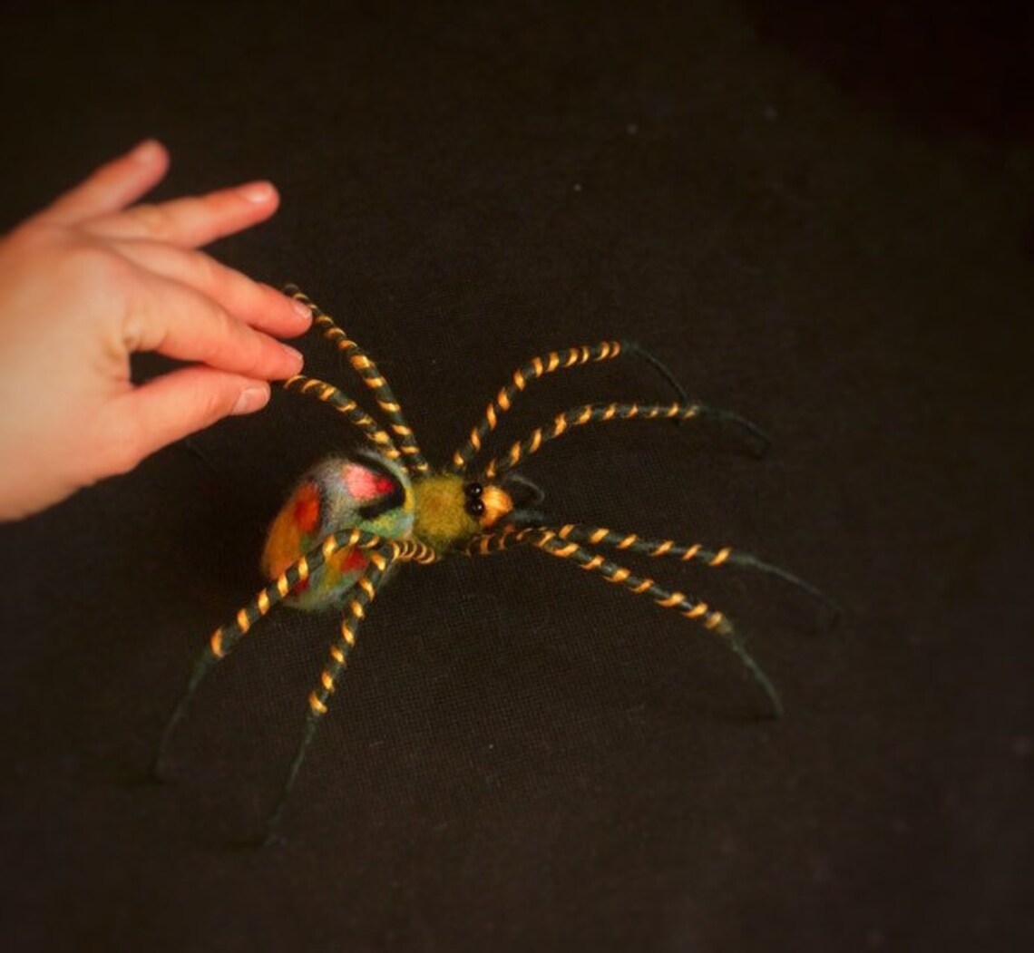 Halloween Web Decor Rainbow Color Spider Needle Felted Creepy - Etsy