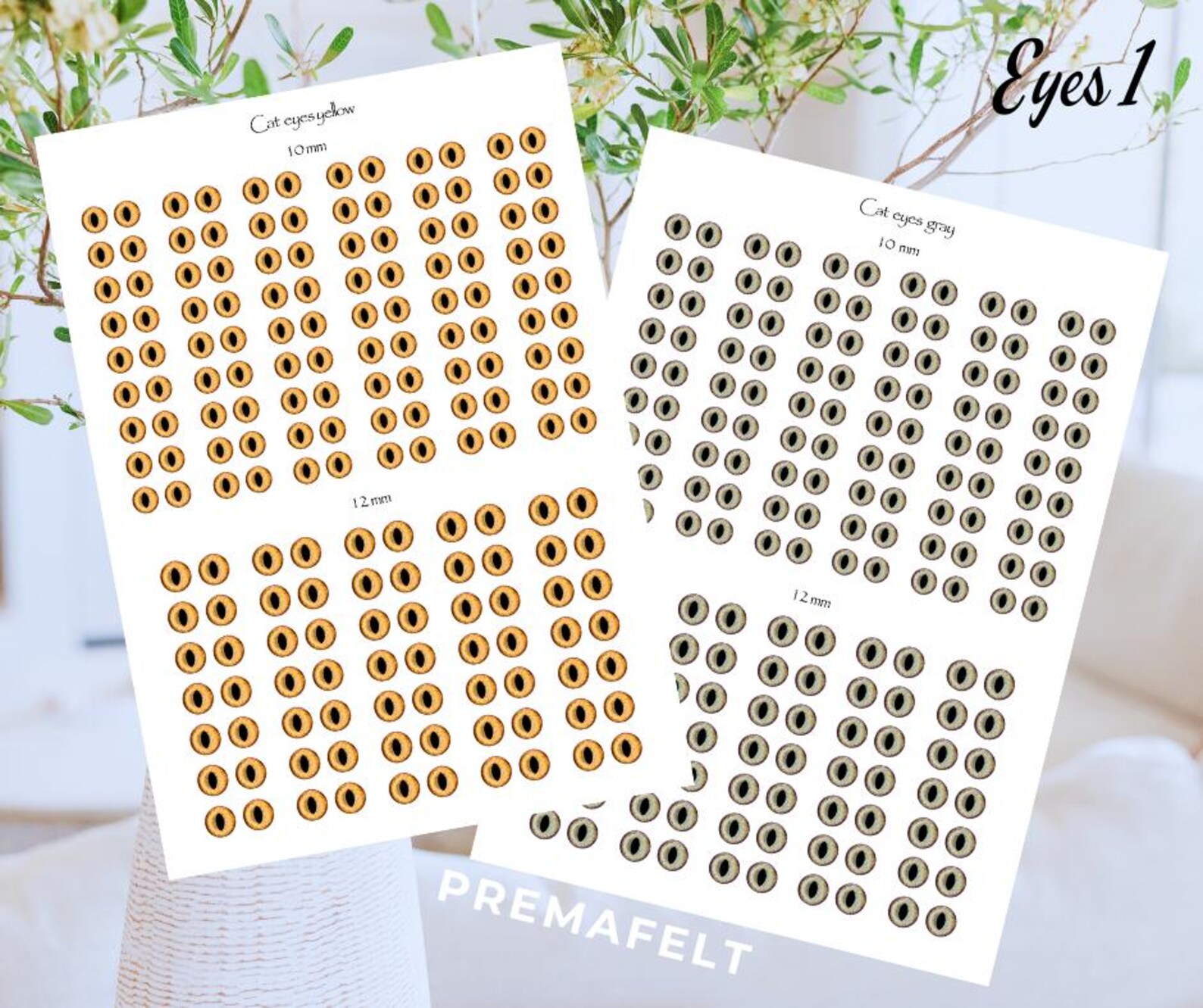 Printable Cat Eyes Collage Sheet: Doll Making Supplies, Needle Felted ...