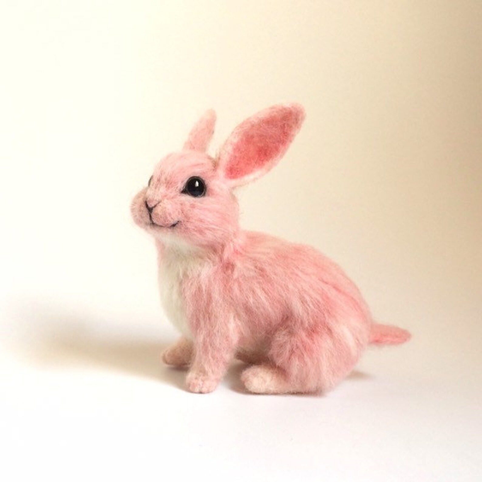 Fluffy PINK Fantasy BUNNY Figurine Handmade Cute Little | Etsy