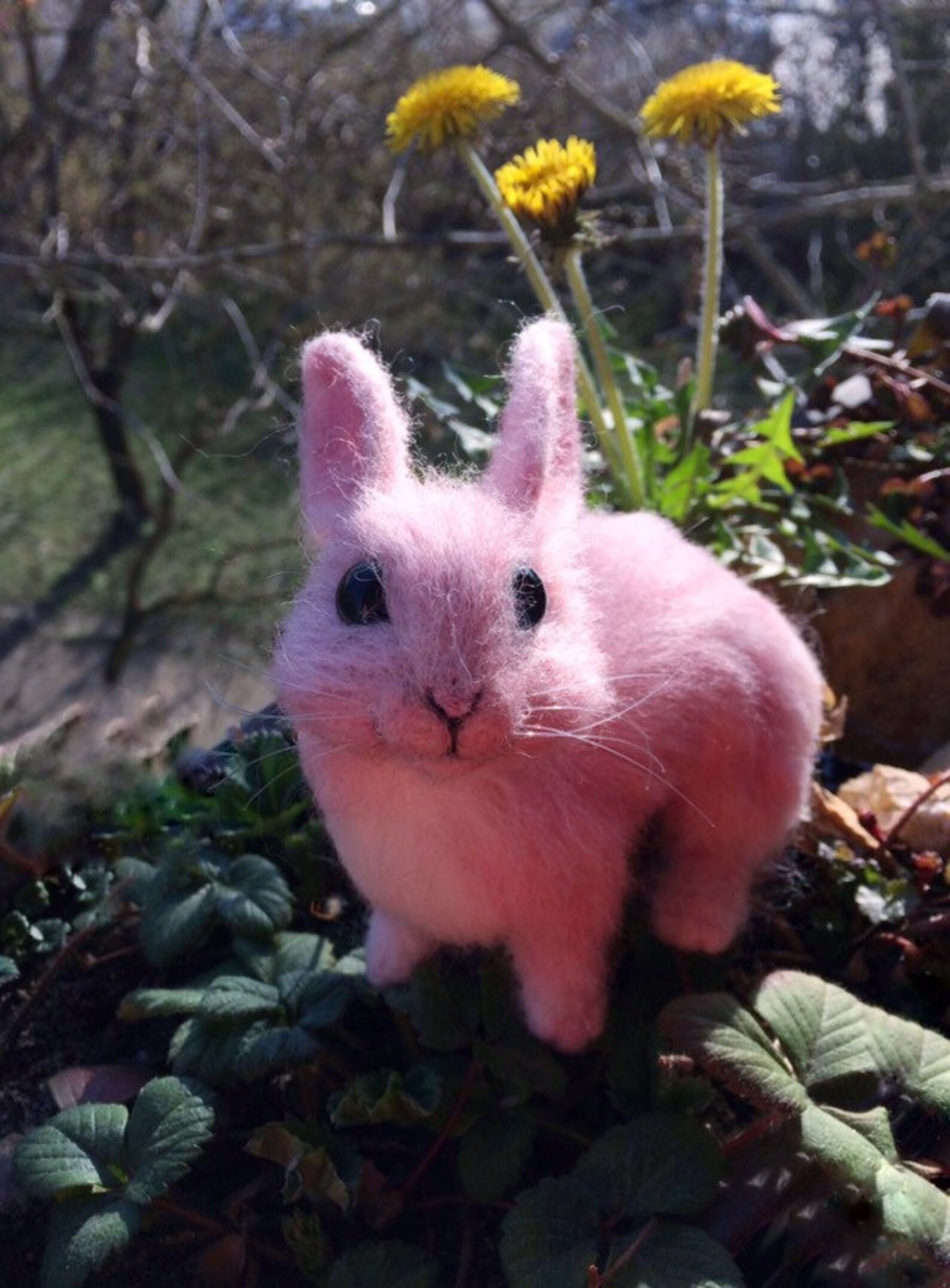 Fluffy PINK Fantasy BUNNY Figurine Handmade Cute Little | Etsy