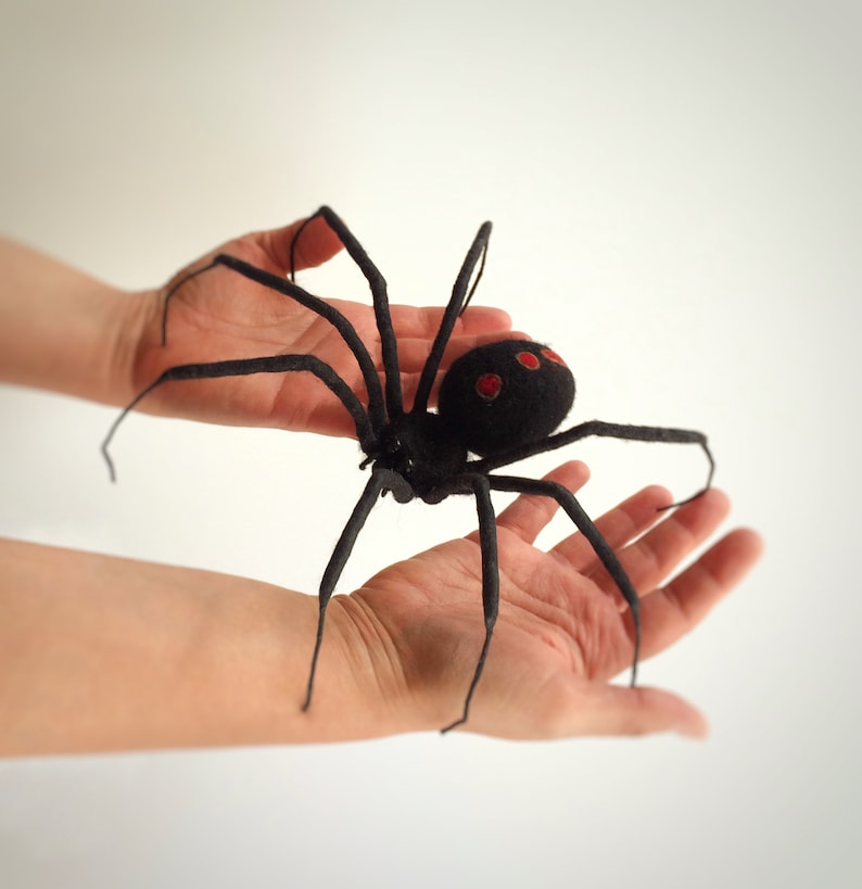 Halloween Web Decor BLACK WIDOW Spider Needle Felted Creepy - Etsy