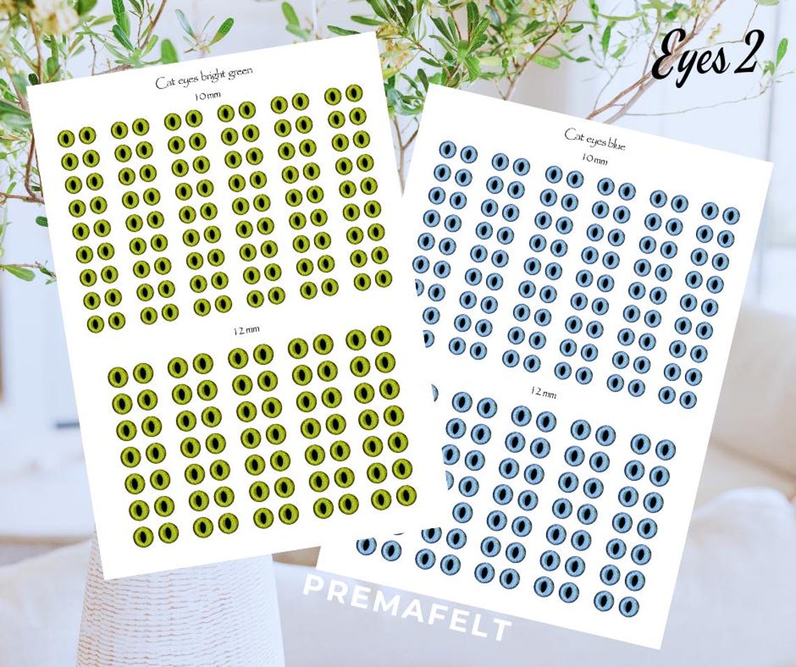 Printable Cat Eyes Collage Sheet: Doll Making Supplies, Needle Felted ...