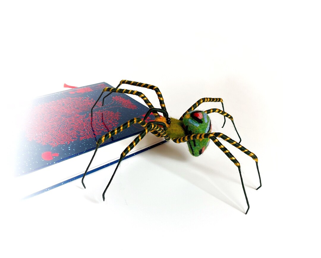Halloween Web Decor Rainbow Color Spider, Needle Felted Creepy Wool ...