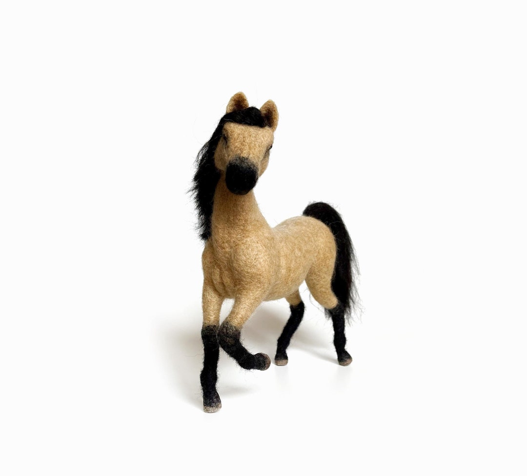 Realistic Mustang Horse Figurine, Needle Felted Wool Rider Gift, Horse ...