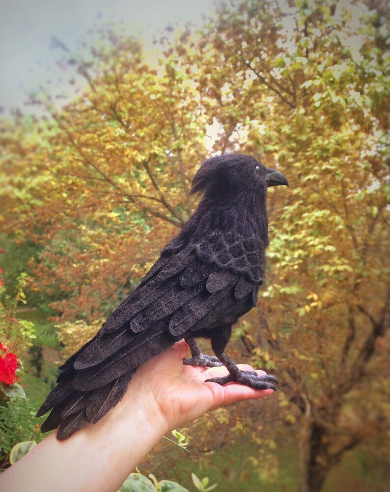 Realistic Raven Halloween Decor Needle Felted Wool Raven - Etsy