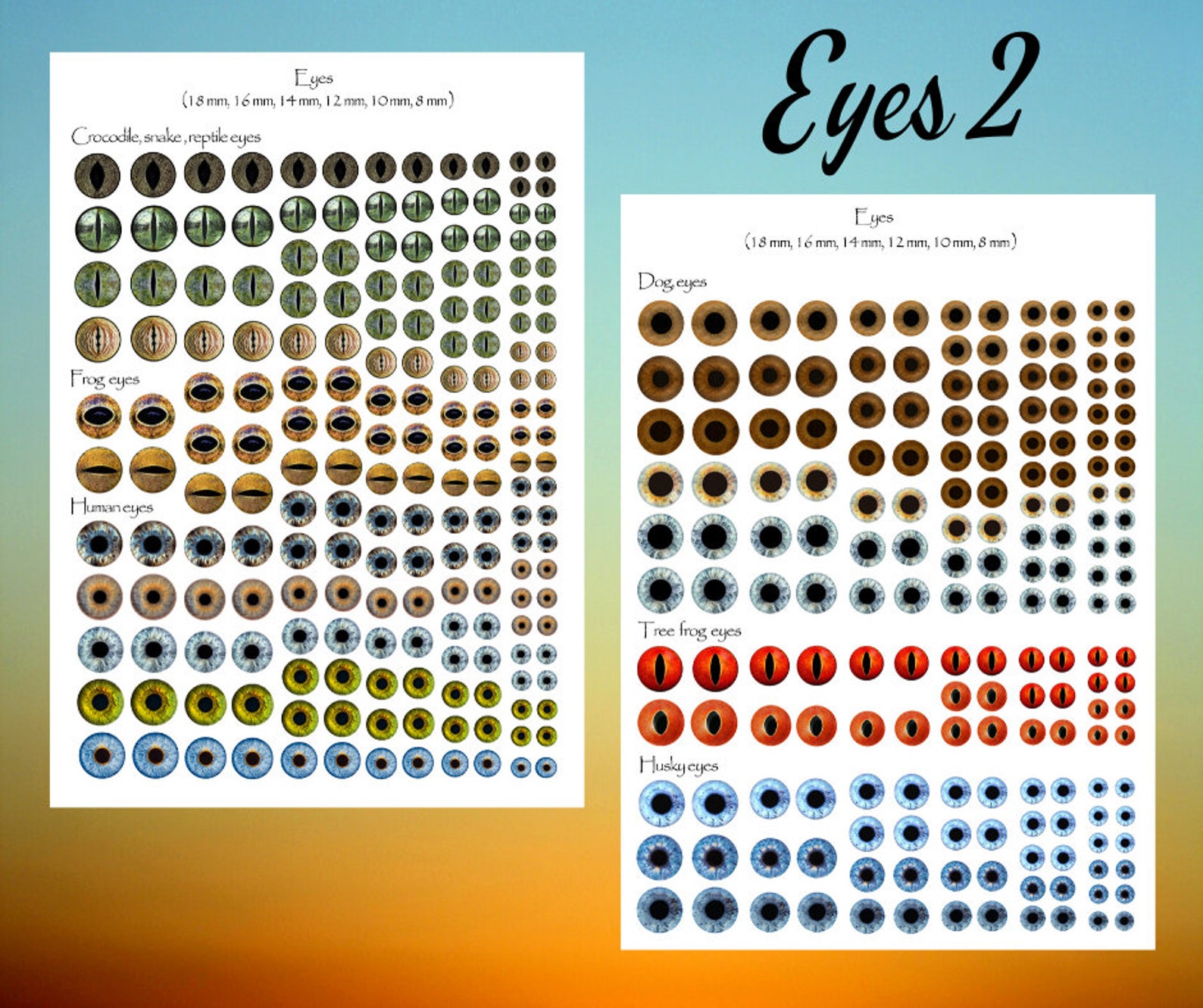 Printable Color Animal Eyes Collage Sheet to Handmade Dolls - Etsy