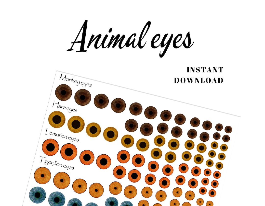 Printable Color Animal Eyes Collage Sheet to Handmade Dolls, Figurines ...