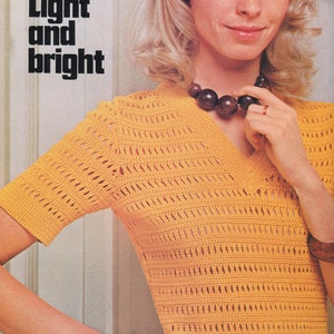 Crochet Pattern - Summer Sweater - Openwork, V-neck, Short Sleeve ...