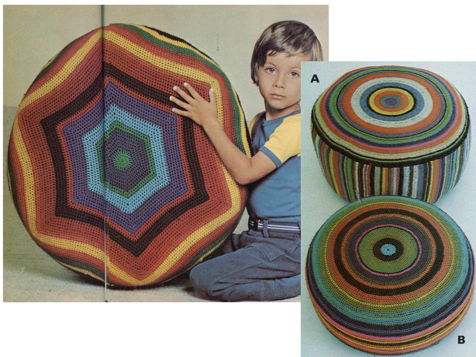 Ottoman Crochet Pattern Foot Rest, Stool, Cushion, Pillow, Decorative ...