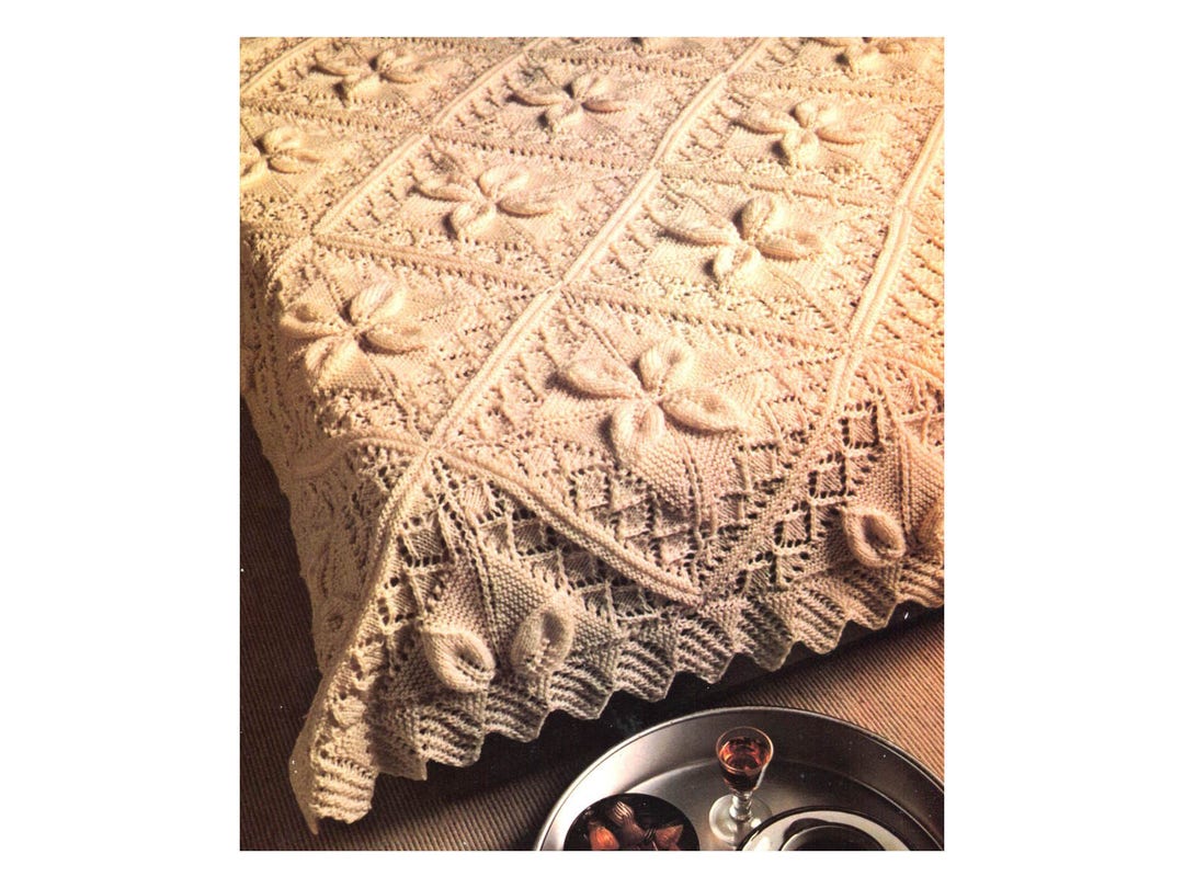 3D Flower Coverlet - Knitting Pattern - Lace Openwork Flowers Knit ...