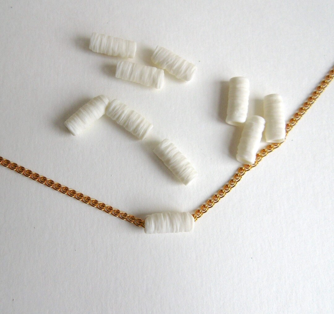 BEADS Small Tubes in Handcrafted White Porcelain - Etsy