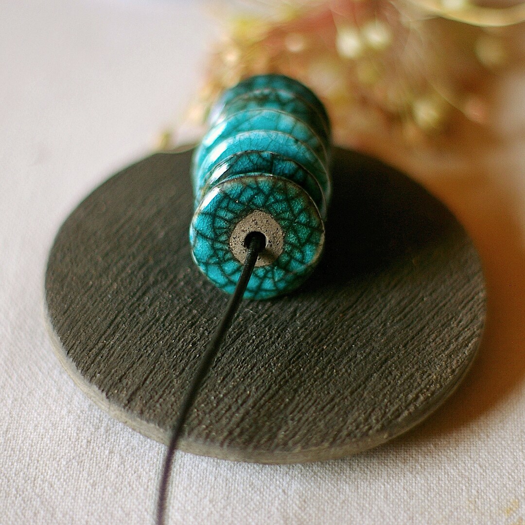 RAKU TERRACOTTA BEADS Turquoise Blue Black Clay Beads, Jewel Supply - Etsy