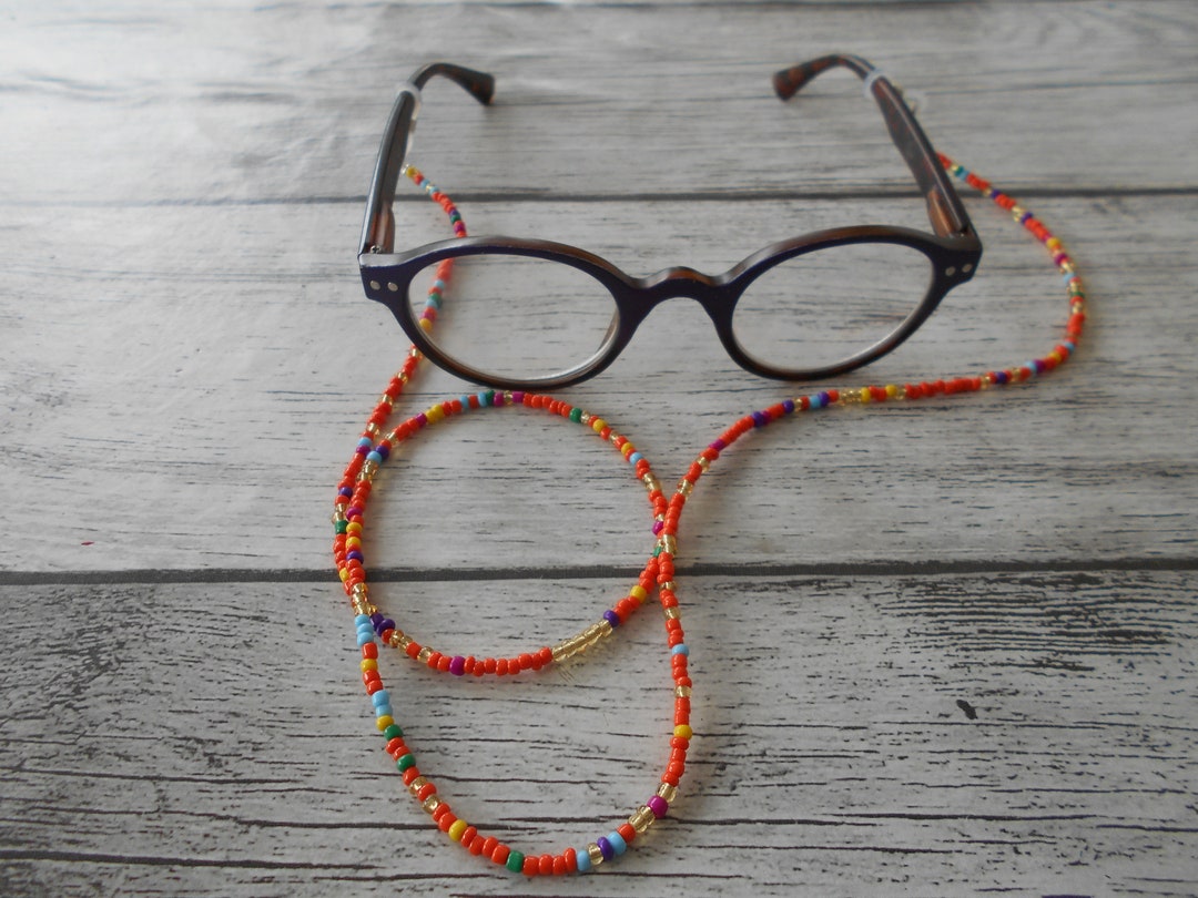 Multicolored Beaded Goggle Chain, Munticolore Beaded Glasses Cord ...