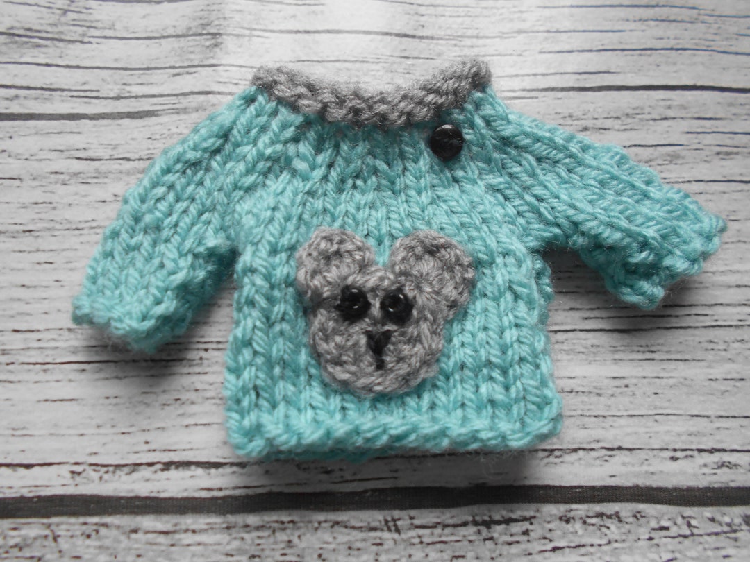 Miniature Sweater Made With Knitting in Turquoise Blue Wool, Miniature ...