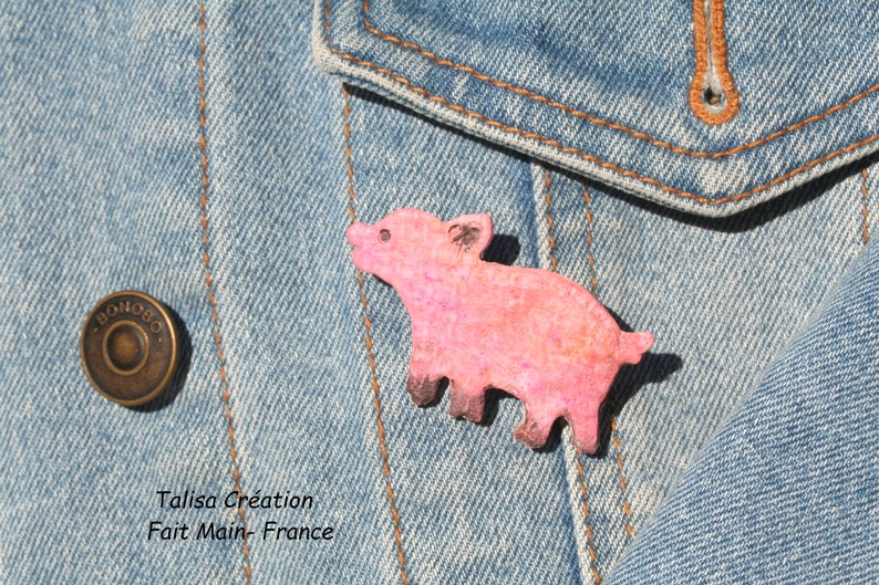 Little Pink Pig Pins Brooch Farm Animals Unique Piece - Etsy