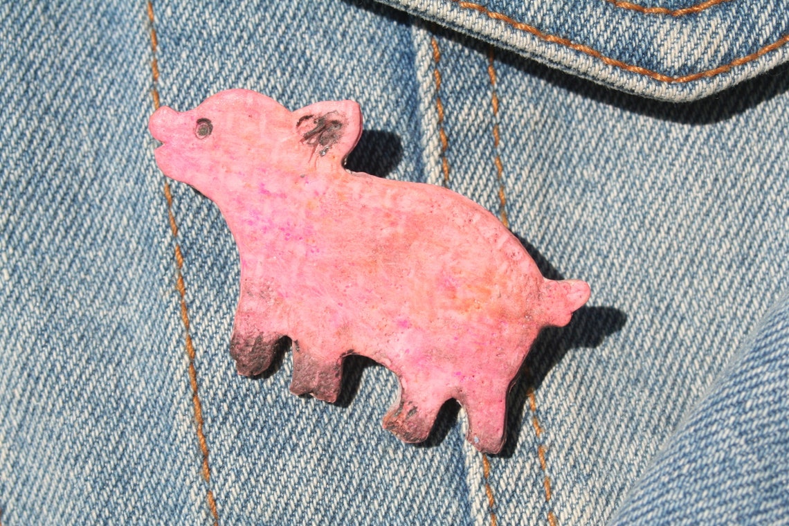 Little Pink Pig Pins Brooch Farm Animals Unique Piece - Etsy
