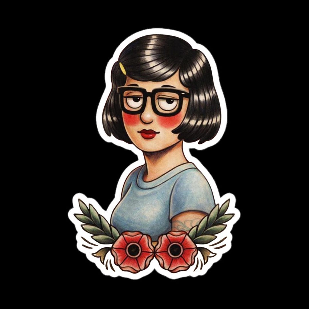Traditional Tina Crossover Sticker | Bobs Burgers Fan Art - Etsy