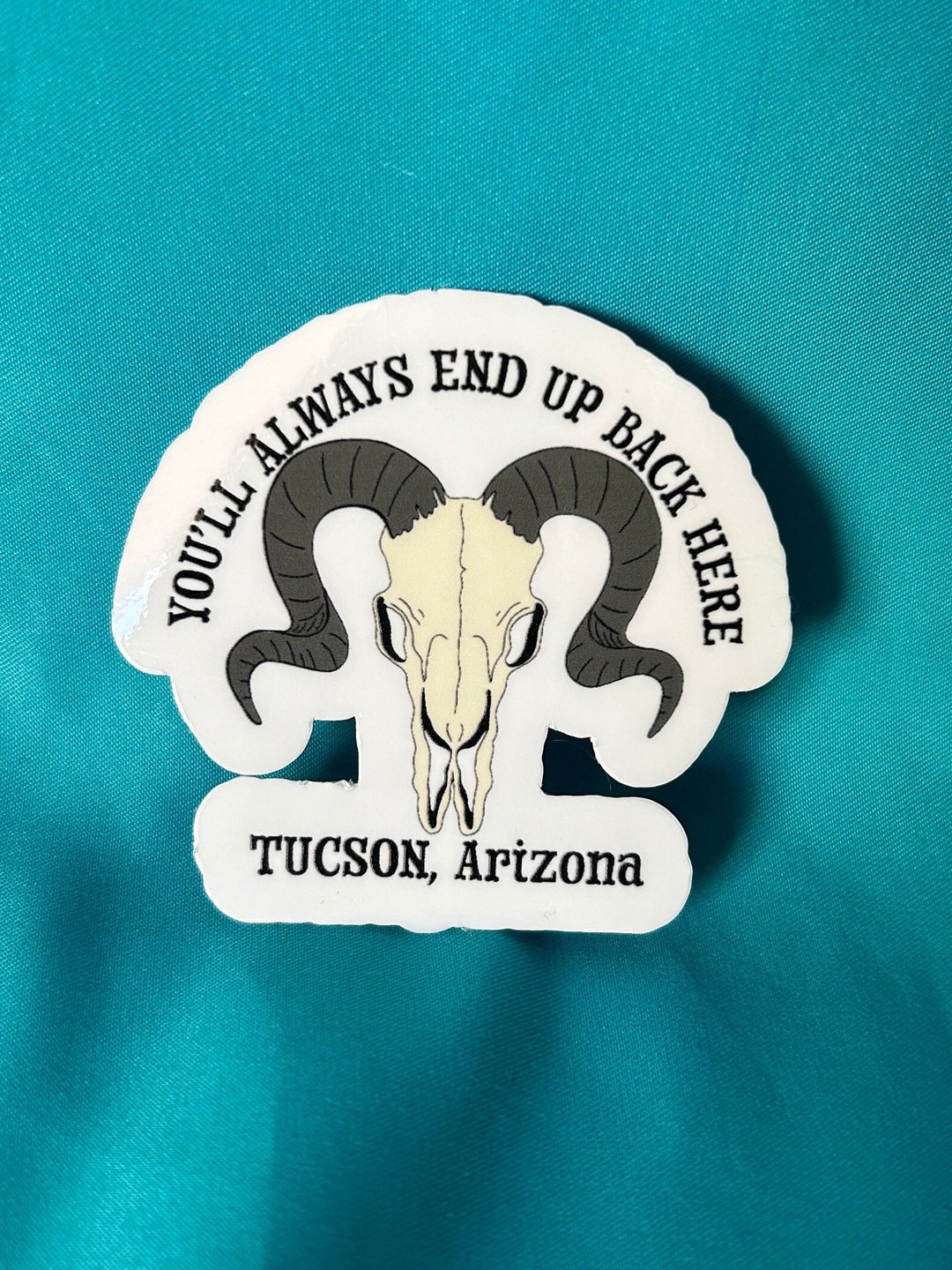 You’ll Always End up Back Here Cow Skull Hand Drawn Sticker Glossy ...
