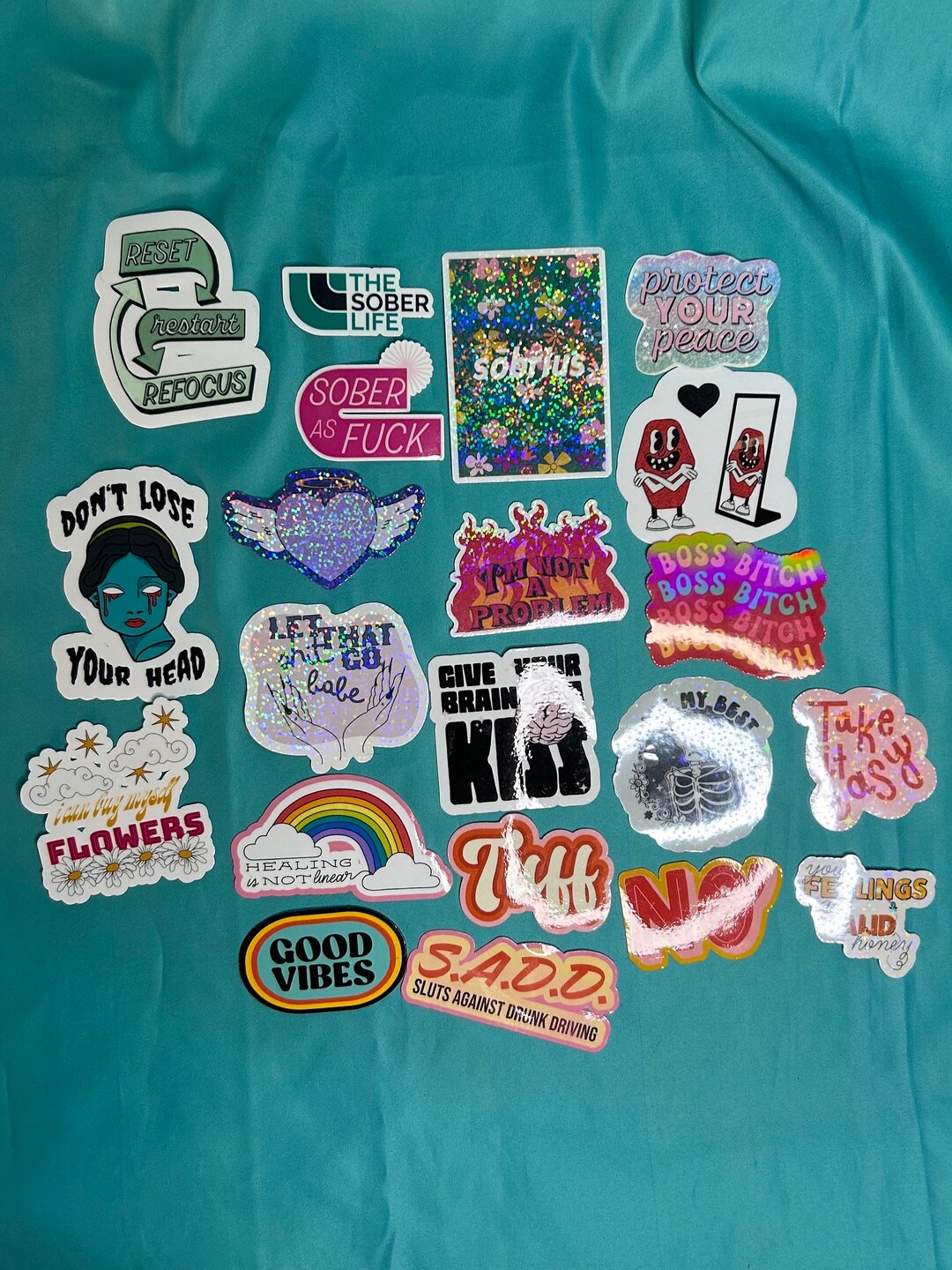 Sober Sticker Pack of 10 - Finishes, Designs and Sizes Vary per Pack ...