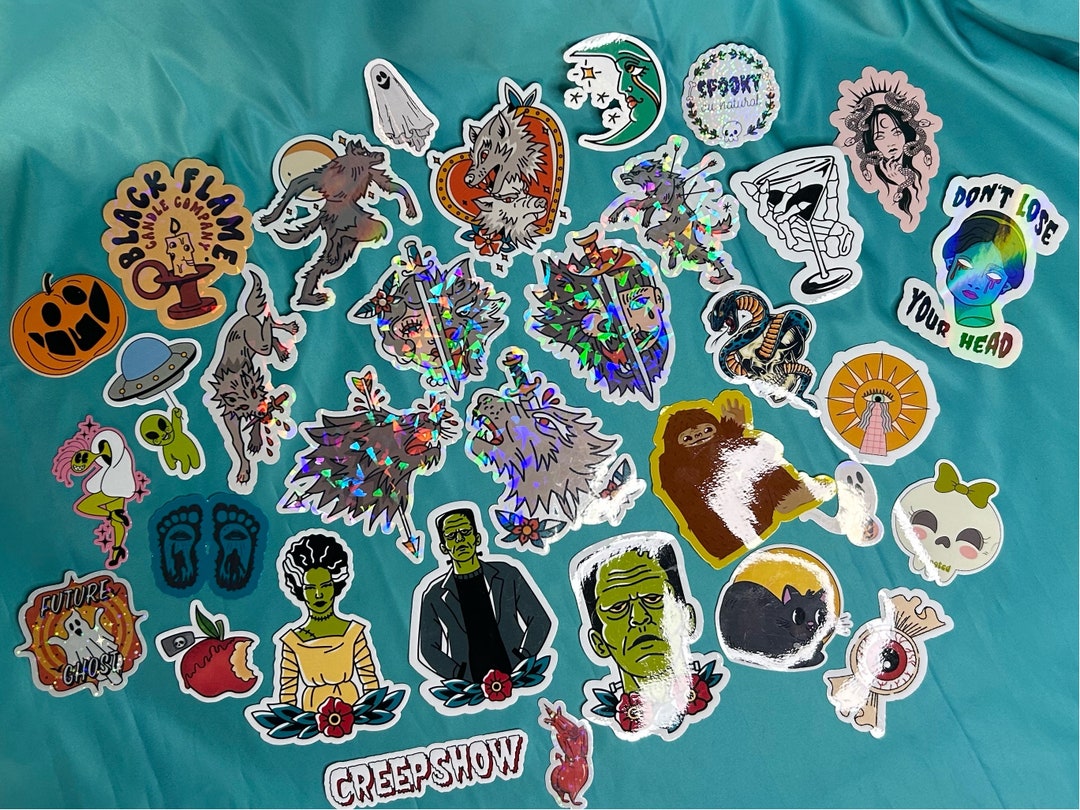 Spooky Sticker Pack of 10 - Finishes, Designs and Sizes Vary per Pack ...