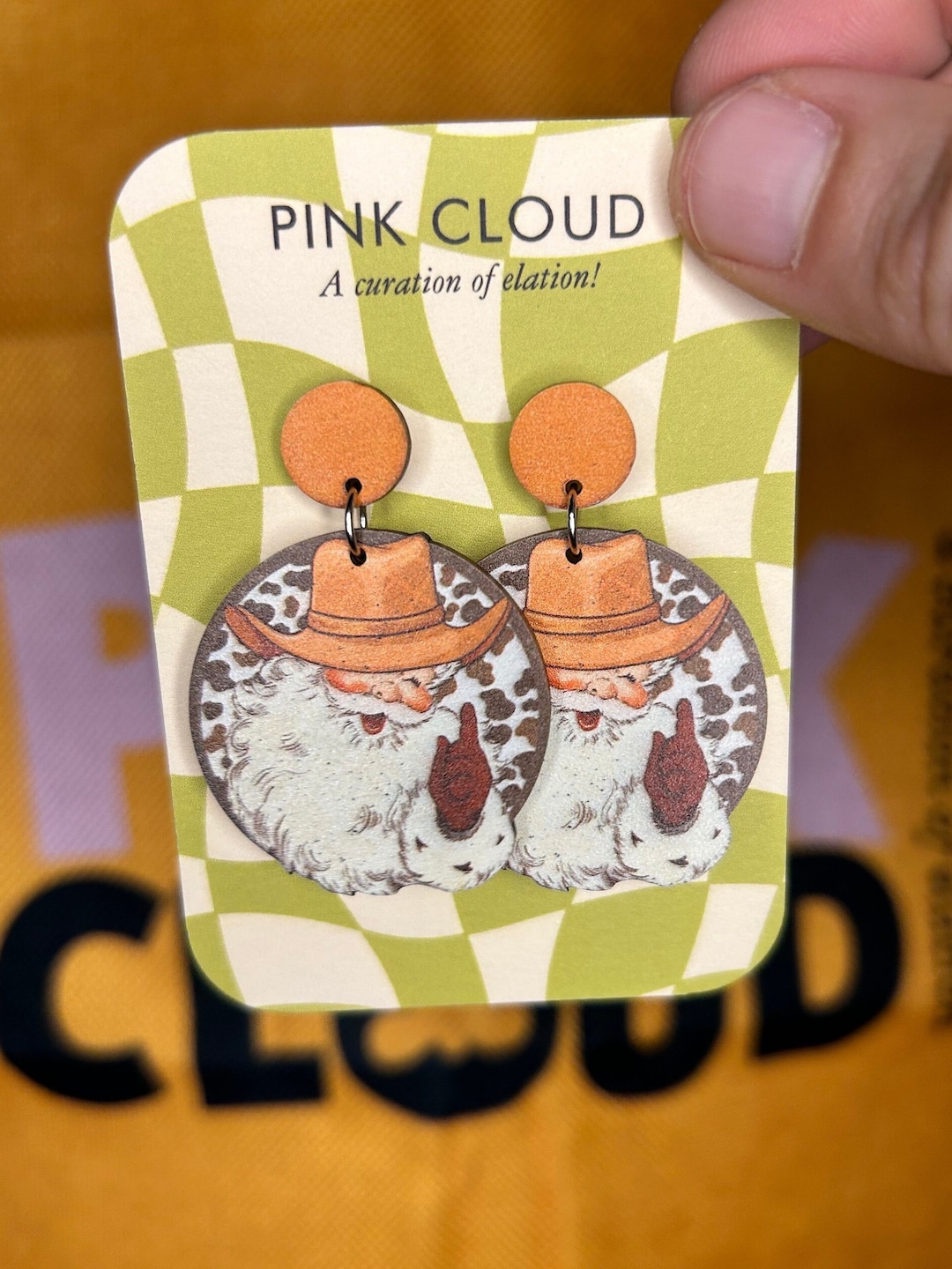 Wooden Cowboy Santa Finger Guns Southwestern Cow Print Orange - Etsy