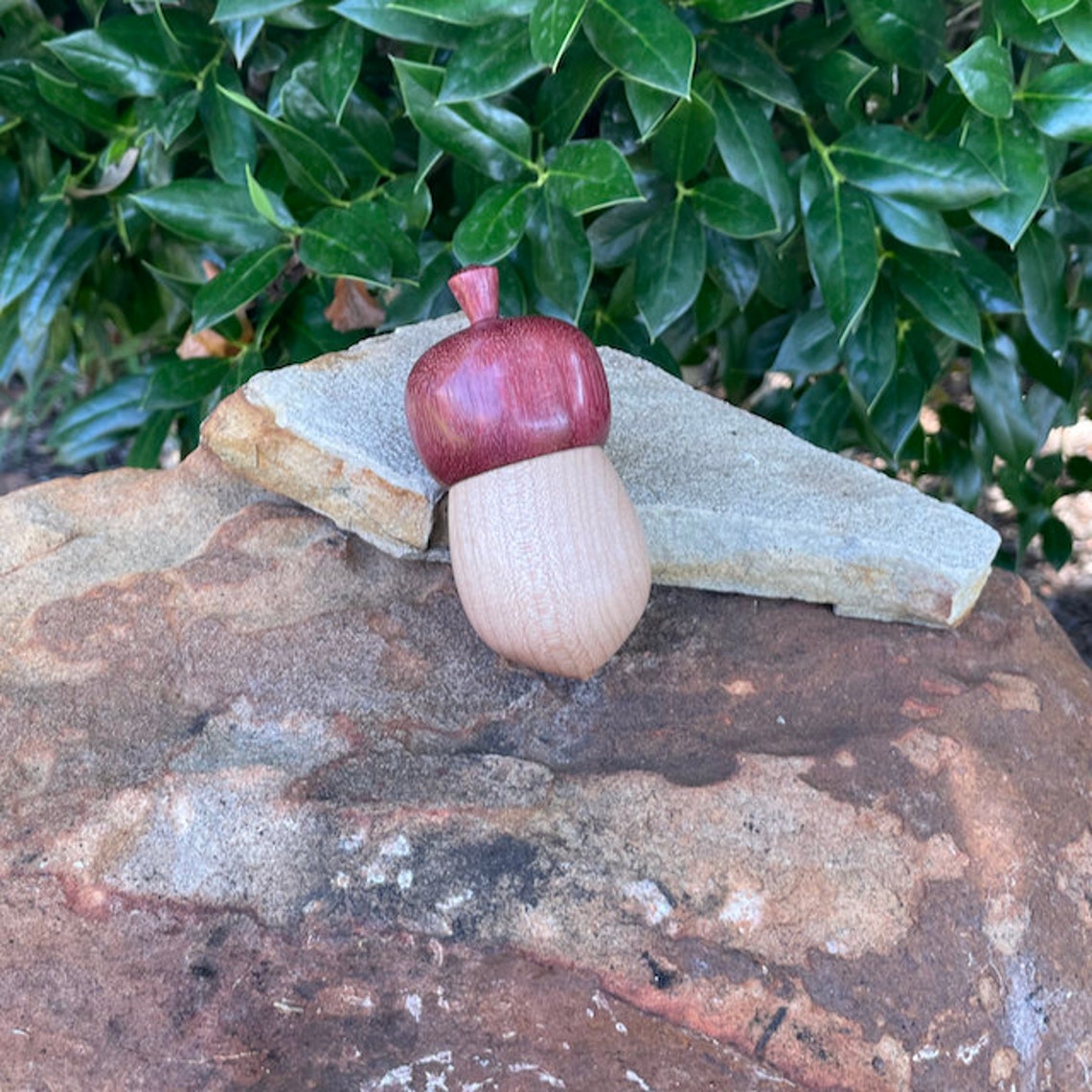 Exotic Purpleheart Wood and Maple Acorn Box With Threaded Top - Etsy