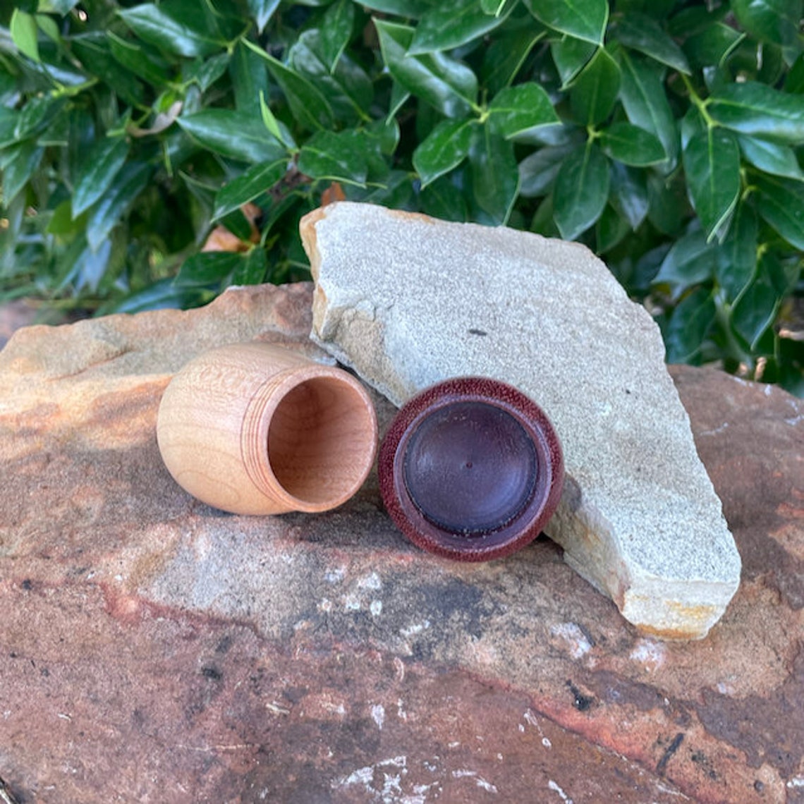 Exotic Purpleheart Wood and Maple Acorn Box With Threaded Top - Etsy
