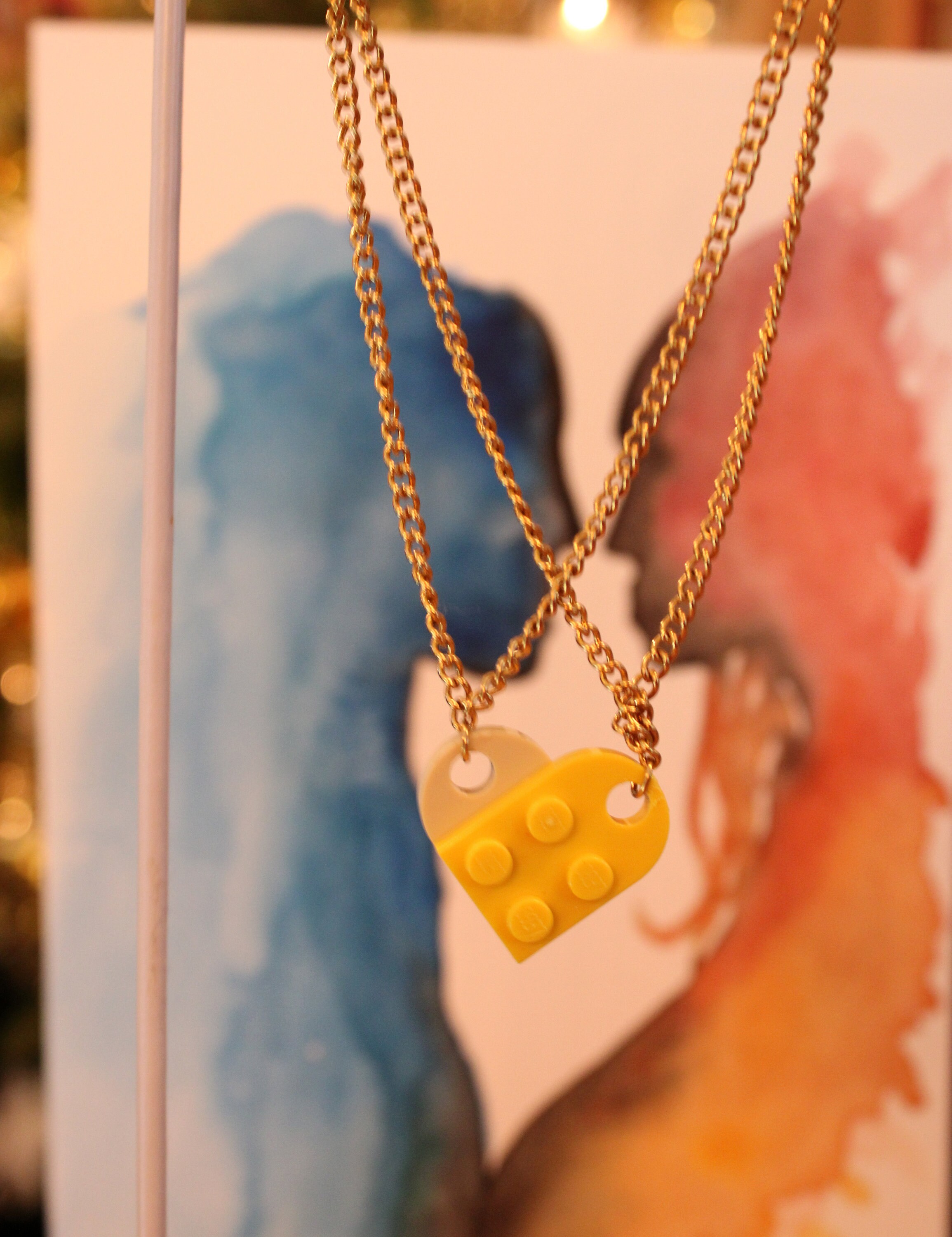 Gold lego necklace store