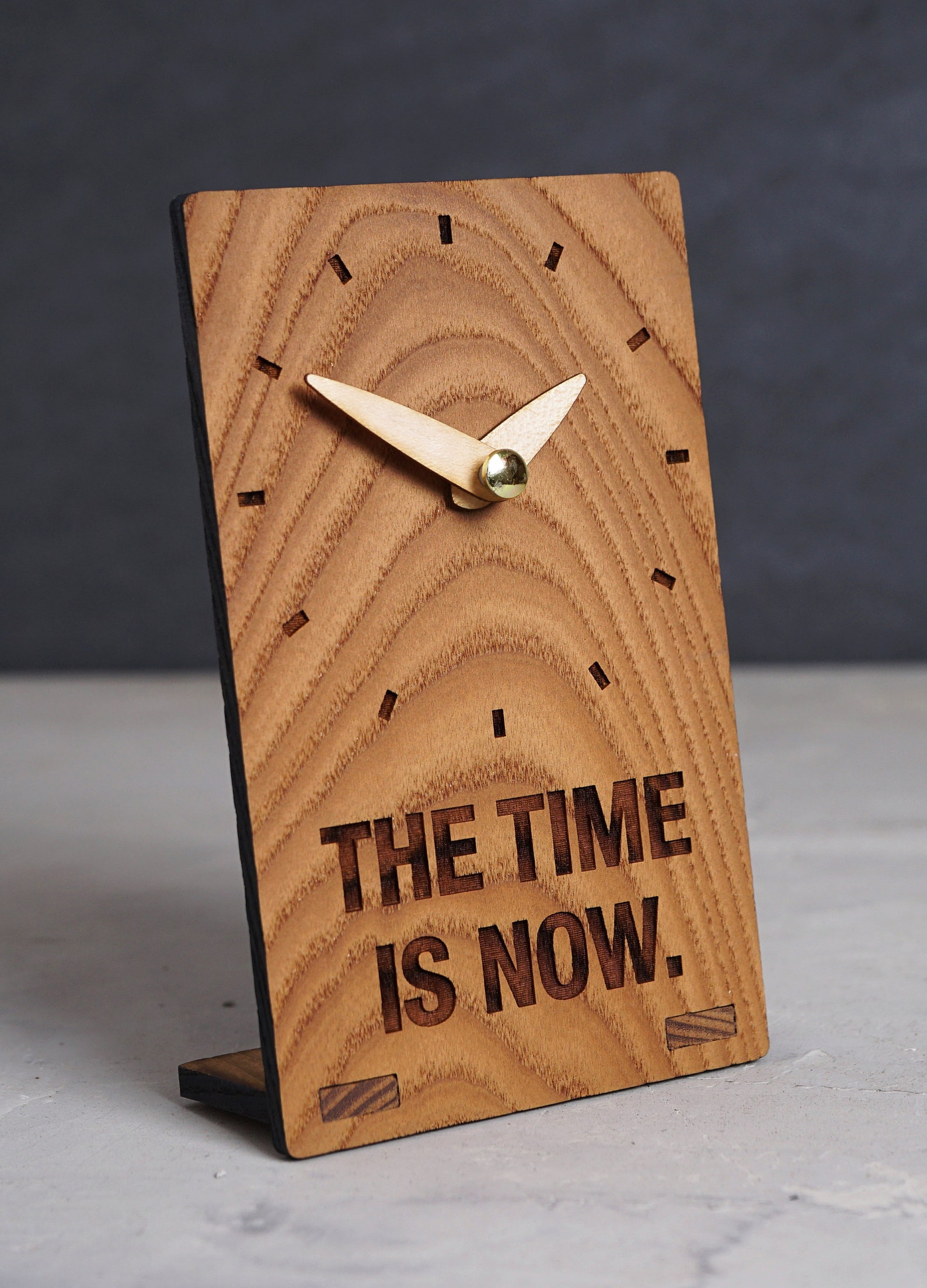 Custom Engraved Clock Corporate Gift Company Logo Clock Wood Desk Clock ...