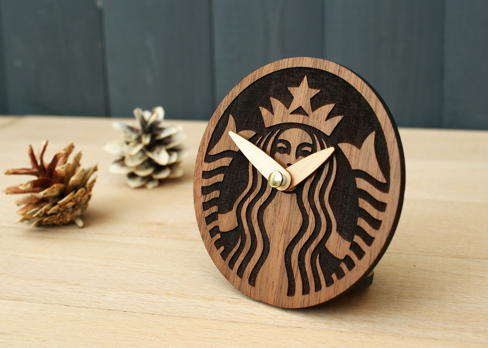 Custom Engraved Clock Corporate Gift Company Logo Clock Wood Desk Clock ...
