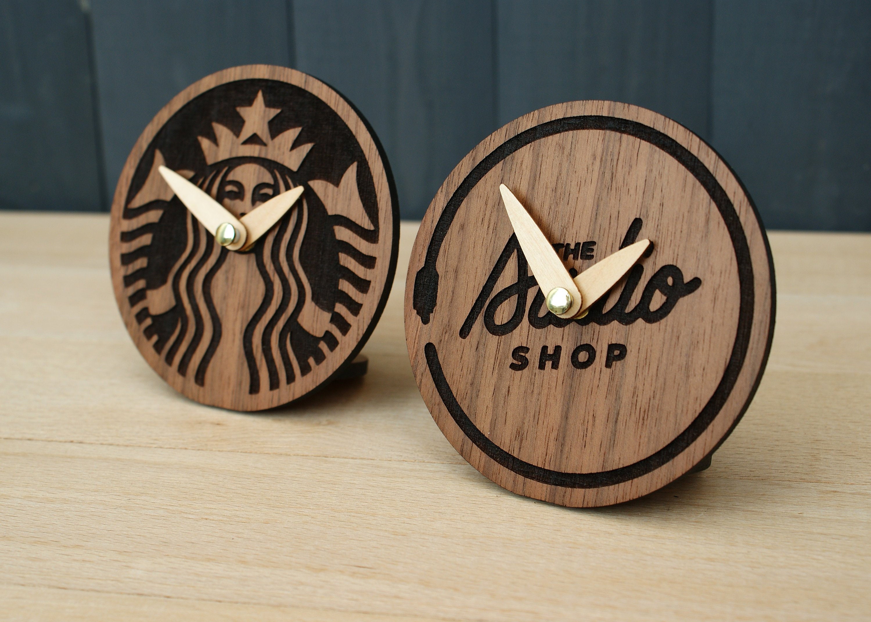 Custom Engraved Logo Clock Corporate Gifts With Logo Clock Wooden Desk ...